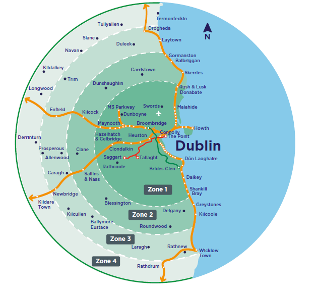 New fare zones for Dublin public transport